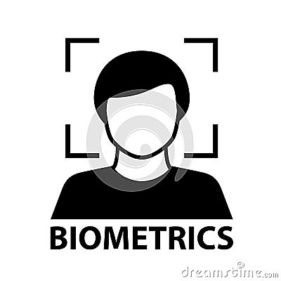 Biometrics Face Recognition Black Symbol Vector Illustration ...