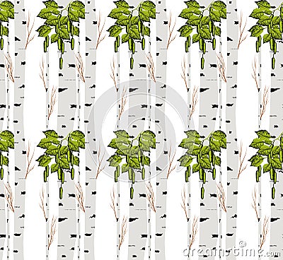 Birch Tree.seamless Pattern.vector.fabricDesign Element For Wallpapers ...