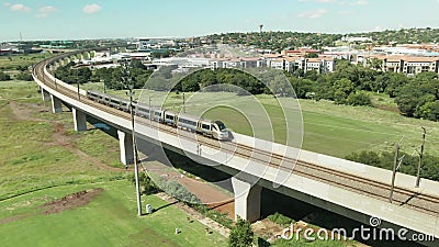 Bird S Eye View of a High Speed Commuter Train Passing by Stock Video ...