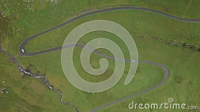 Bird S Eye View of a Winding Road in Greenery, Torshavn Stock Footage ...