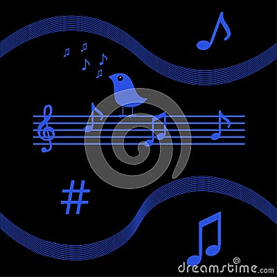 Bird Singing Musical Notes Royalty Free Stock Photography - Image: 13332737