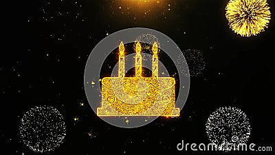 Birthday Cake Icon on Firework Display Explosion Particles. Stock ...