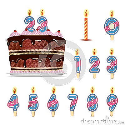 Birthday Cake With Number Candles Cartoon Vector | CartoonDealer.com ...