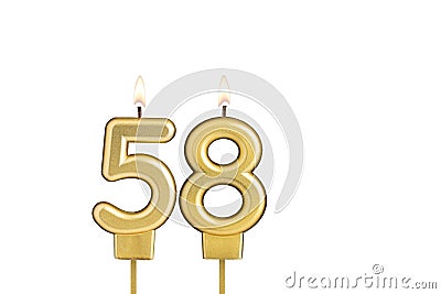 Birthday Candle Number 58 On White Background Stock Photo ...