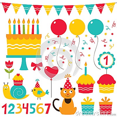 Birthday Party Design Elements Stock Images - Image: 29679754