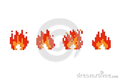 8bit Pixel Fire Flame Isolated On White Background Royalty-Free Stock ...
