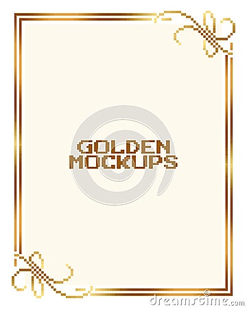 8 Bit Pixel Golden Frame. Border Text Gold In Vector | CartoonDealer ...