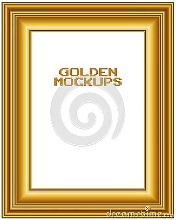 8 Bit Pixel Golden Frame. Border Text Gold In Vector | CartoonDealer ...
