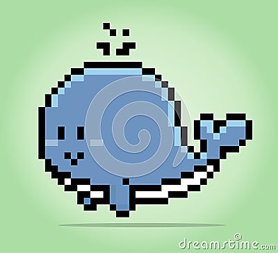 8 Bit Pixel Of Whale. Animals Pixel In Vector | CartoonDealer.com ...