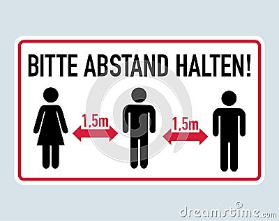 Bitte Abstand Halten - German For Please Keep Distance 1,5 Meter ...