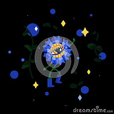 Bizarre Knapweed Flower Pixie. Humanoid Cute Characters Vector ...