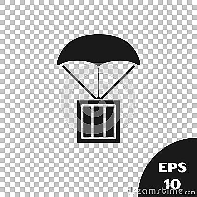 Black Airdrop Box Icon Isolated On Transparent Background. Vector ...