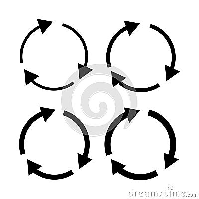 Black Circular Arrows. Vector Rotation Icons. Arrow Cycle Symbols ...