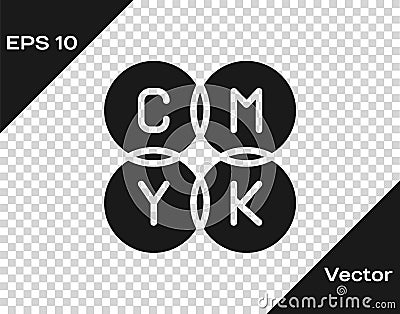 Black CMYK Color Mixing Icon Isolated On Transparent Background. Vector ...