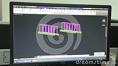 Black Computer LCD Screen Showing Autocad Engineering Design Stock ...
