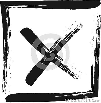 Black Cross Mark Inside A Square Frame, Symbolizing Rejection ...