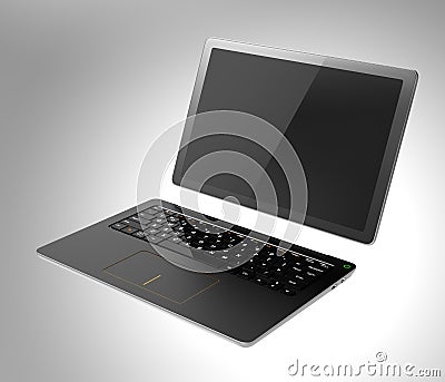 Black Detachable PC Separated Into Tablet And Keyboard Royalty-Free ...