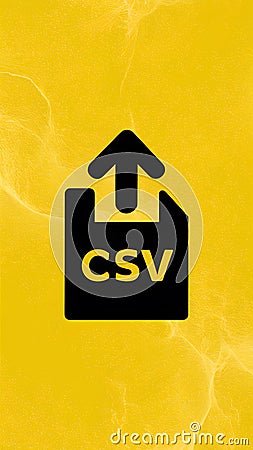 Black Document Icon On Yellow Background With CSV & Arrow Symbol ...
