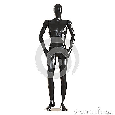 Black Faceless Guy Mannequin Standing In A Normal Pose. Isolated On A ...