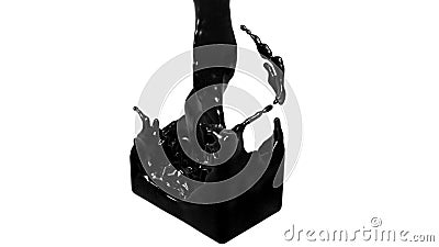 Black Fluid Flow Hits the Surface in Slow Motion. Sirup Stock Video ...