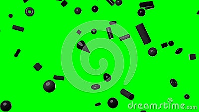 Black Geometric Objects on Green Chroma Key Background. Stock Video ...