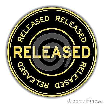 Black And Gold Round Sticker In Word Released On White Background ...