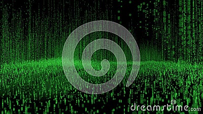 Black and Green Matrix Background Moving on Screen, Digital Age Concept. Binary Algorithm, Data ...