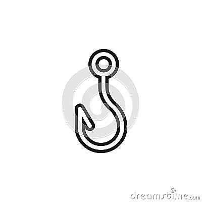 Black Isolated Outline Icon Of Fish Hook On White Background. Line Icon ...