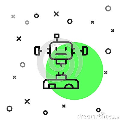 Black Line Disassembled Robot Icon Isolated On White Background ...
