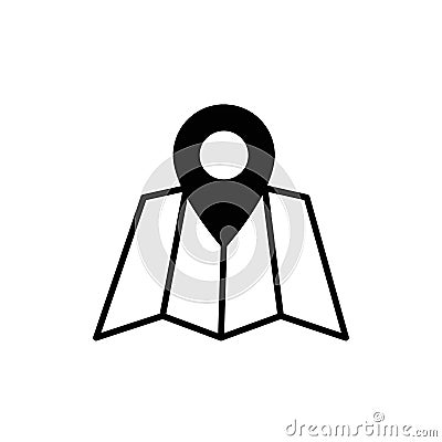 Black Location Icon With Map. Address Symbol. Place Icon Cartoon Vector ...