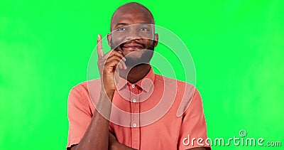 Black Man, Thinking and Ideas with Green Screen, Decision and ...