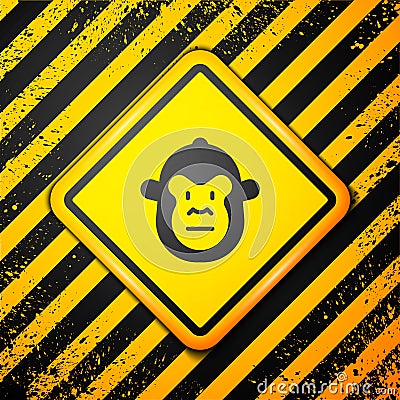 Black Monkey Icon Isolated On Yellow Background. Animal Symbol. Warning ...