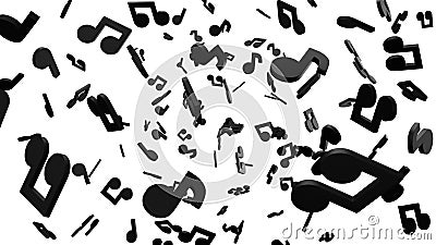 Black Musical Notes on White Background. Stock Footage - Video of ...