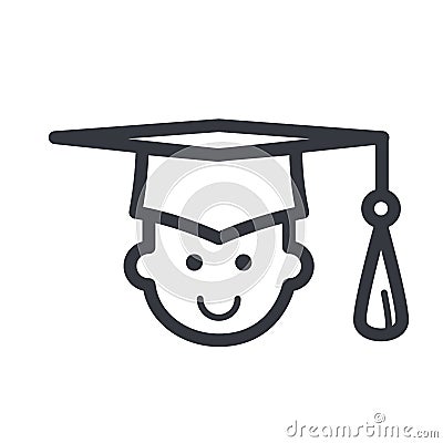 Black Outline Education And Knowledge Vector Icon Of A Student S Head ...