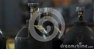 Black Oxygen Cylinders for Welding and Industry. Oxygen Cylinder with ...