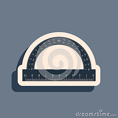 Black Protractor Grid For Measuring Degrees Icon Isolated On Grey ...