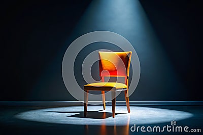 Black Room Interview Setup Luminous Chair And Dramatic Stage Lighting ...