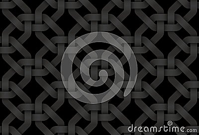 Black Seamless Pattern Of Woven Octagonal Shaped Bands. Vector Dark ...