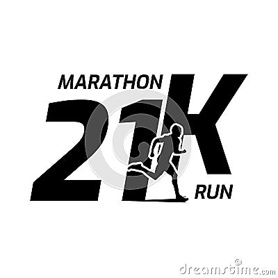 Black Silhouette Marathon Run Event Logo Template With Running People ...