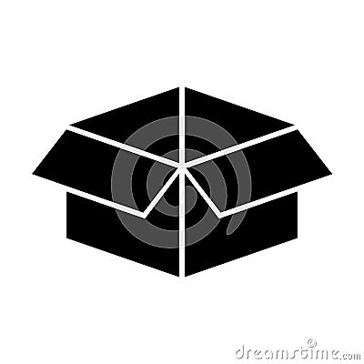 Black Silhouette Open Packing Box Vector Illustration | CartoonDealer ...