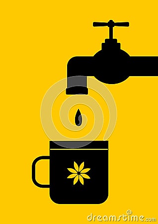 Black Silhouette Of Tap And Cup Vector Illustration | CartoonDealer.com ...