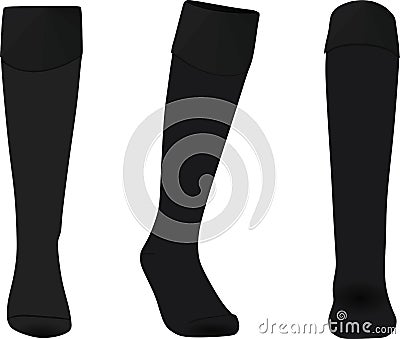 Black Socks, Front, Back And Side View Vector Illustration ...