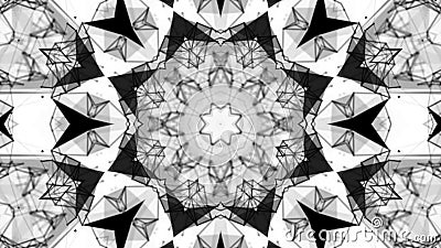 Black and White Animated Pattern. Abstract Moving Kaleidoscope. 3d ...