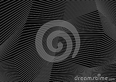Black And White Curved Refracted 3d Geometric Lines Tech Background Cartoon Vector ...