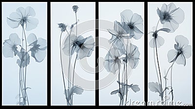 Radiographic Floral Series: Grey Flowers In X-ray Film Style Stock ...