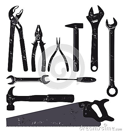 Black And White Hand Tools Stock Image - Image: 31141101