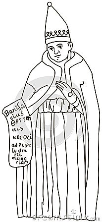 Black And White Illustration Of A Catholic Pope Boniface VIII. Cartoon ...