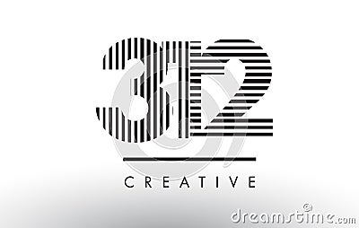 312 Black And White Lines Number Logo Design. Cartoon Vector ...