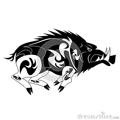 Black And White Monochrome Wild Boar Stock Vector - Image: 65548690