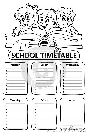 Black And White School Timetable Theme 6 Stock Vector - Image: 74485080